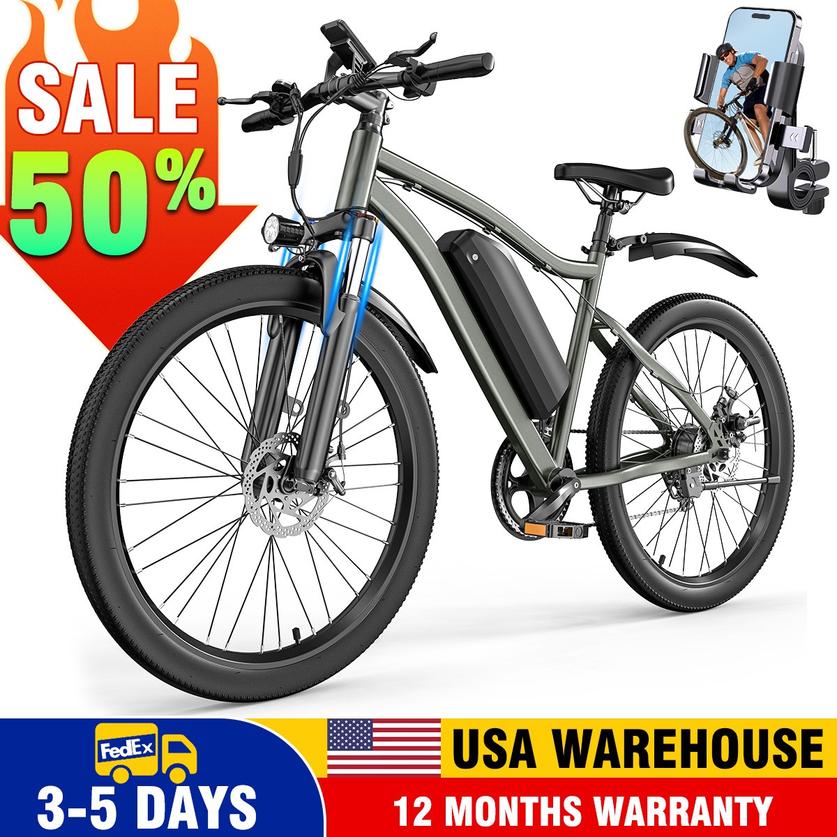 Electric Bike 520W Electric Bicycle 36V 26"Road Bike Adult UL 2849 ...