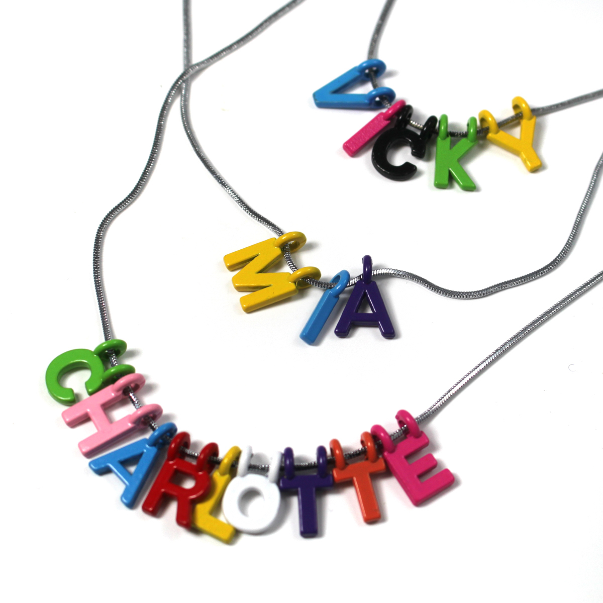 PERSONALISED ANY NAME NECKLACE, Metal Letter, Silver chain for kids ...