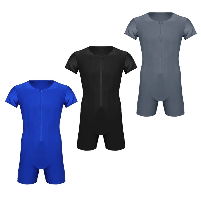 Herren Body weich Einteiler Reißverschluss Sportbody Bodysuit Unterhemd ...