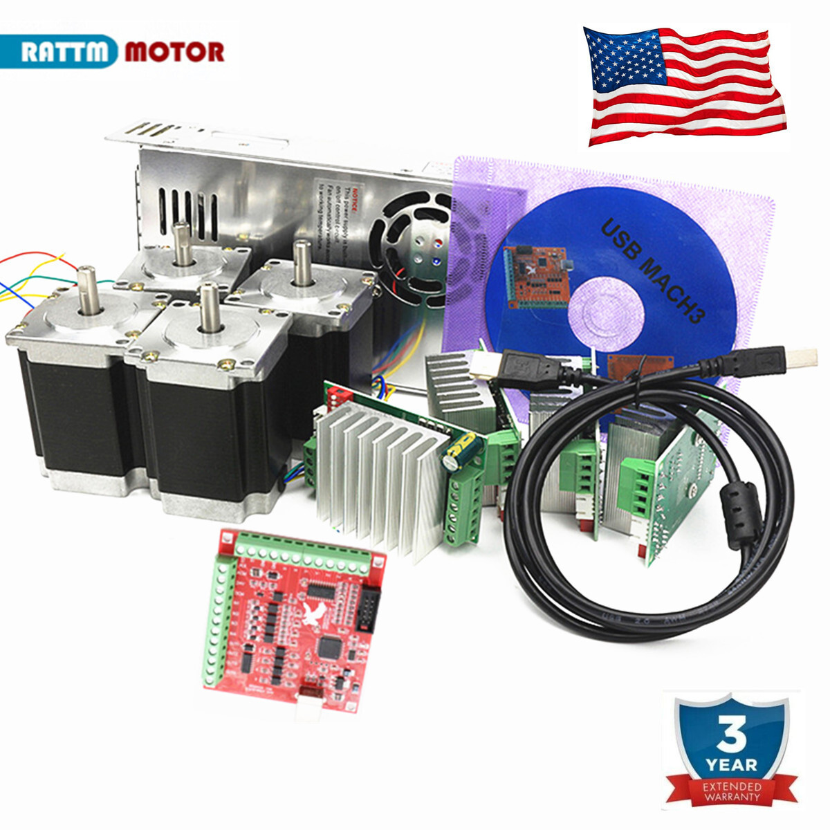 【us】4 Axis Nema23 Stepper Motor Driver Cnc Kit
