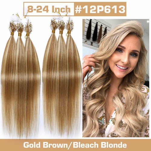 200s Micro Loop Remy Human Hair Extensions Ring Nano Beads Pre Bonded