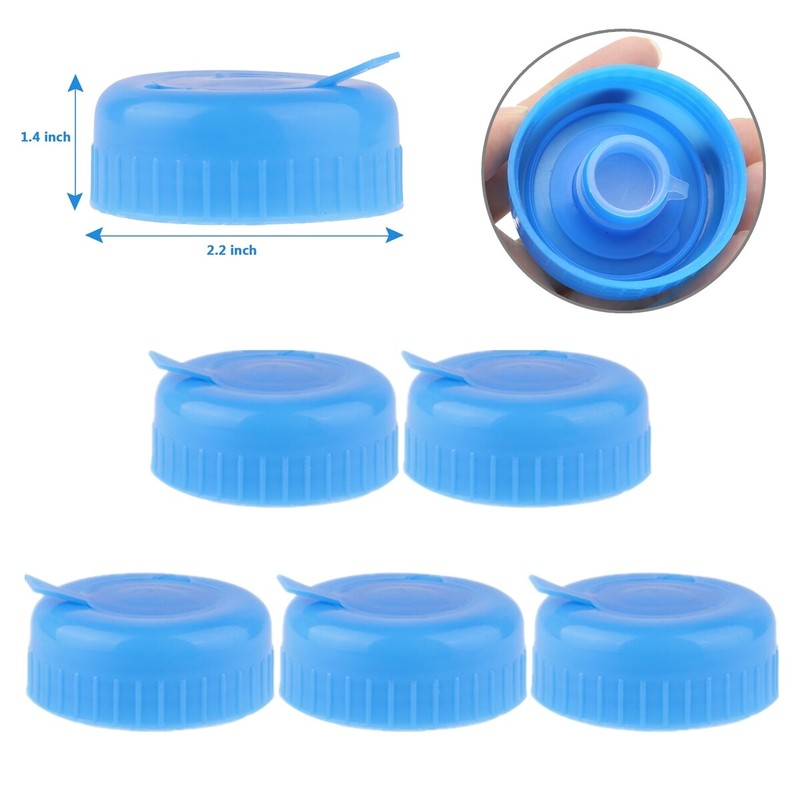 5Pcs Plastic Reusable Water Bottle Screw On Cap Replacement 55mm Gallon ...