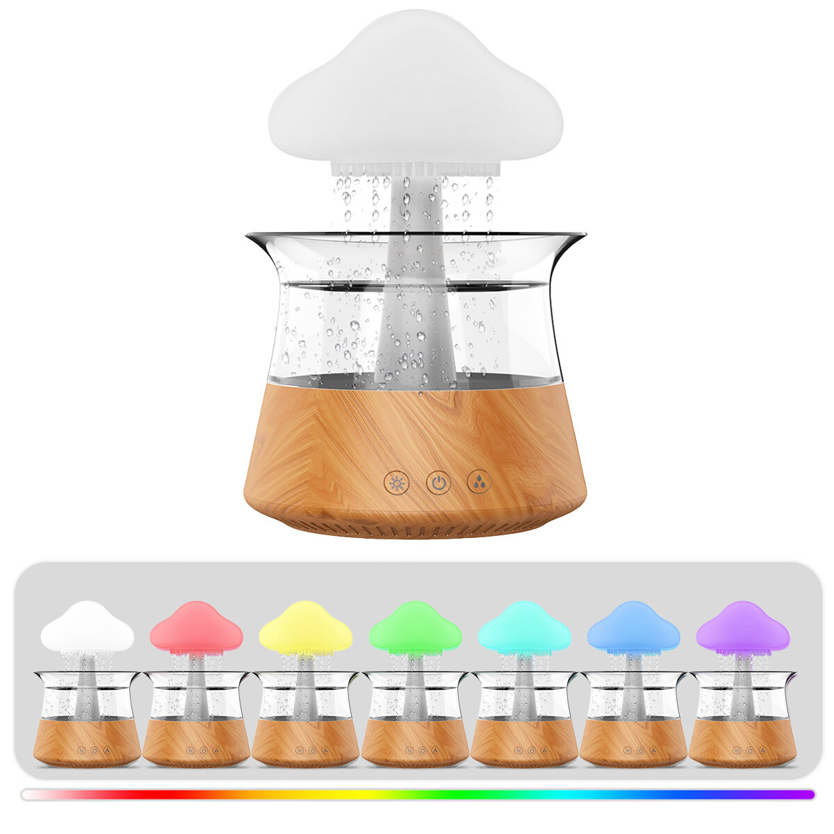 Cloud Rain Humidifier with 7 Colour Lights Timer Portable Raindrop ...