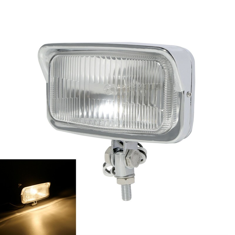 Universal Retro Rectangle Headlight Light Len Fit For Harley Cafe Racer ...