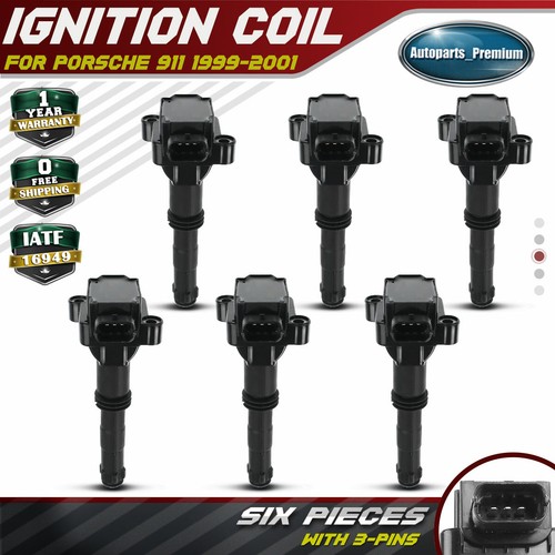 6 Ignition Coils for Porsche Boxster 911 1999-2001 H6 3.4L 2.7L 2.5L ...