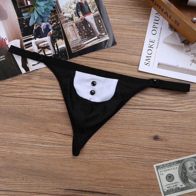 Sexy Men Tuxedo Bow Tie Briefs Waiter Rolepaly Costume G-string Outfits ...