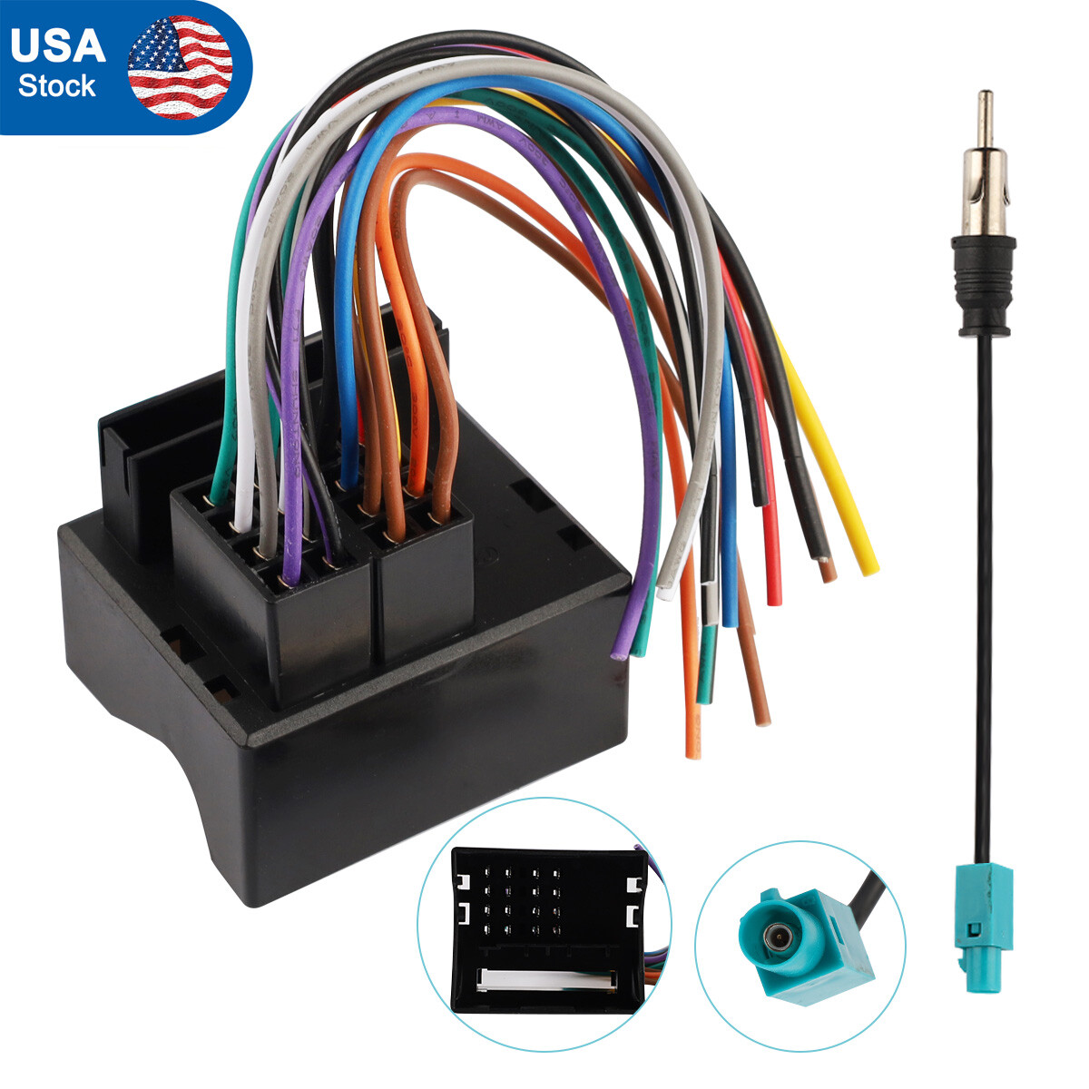 Aftermarket Radio Wire Harness Plug + Antenna Adapter