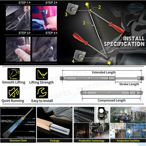2x Front Hood Lift Supports Shock Strut for Land Rover LR3 LR4 Sport ...