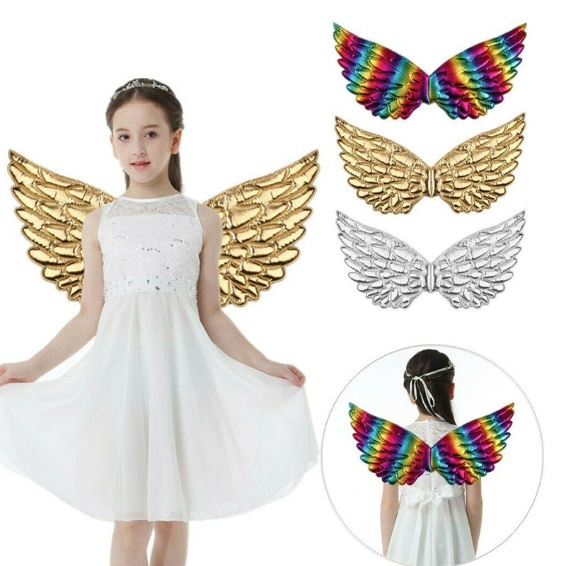 ️ Kids Child Glossy Metallic Angel Wings for Halloween Cosplay Party ...