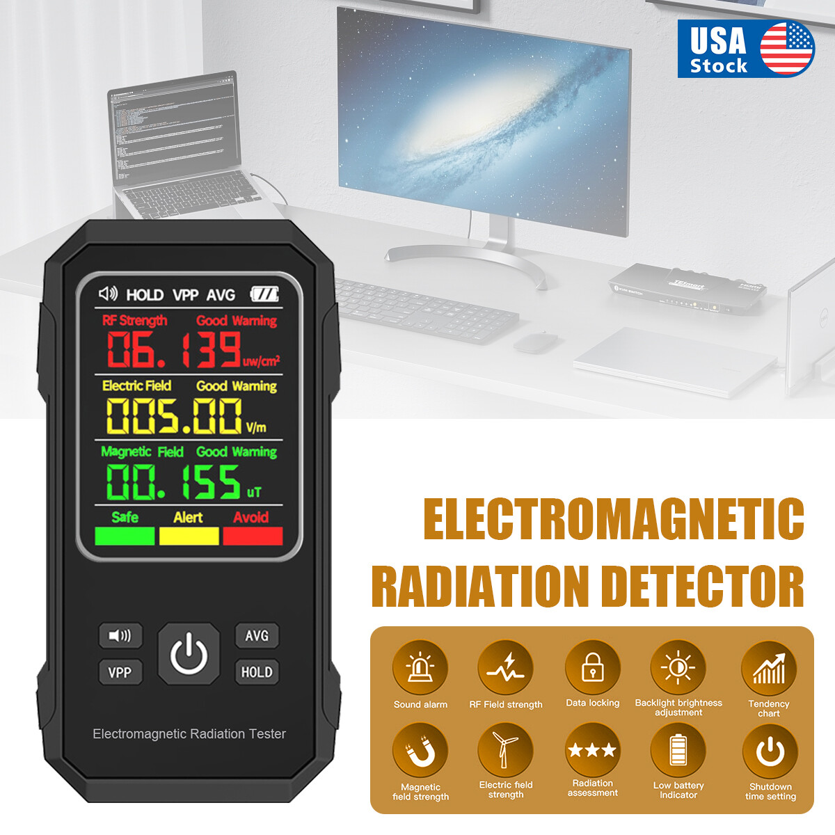 Electromagnetic Field Tester Digital Sensor Reader EMF Meter Radiation ...