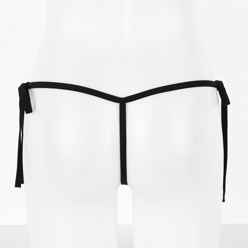 Womens Sheer Micro Mini Lingerie Set Halter Self-Tie Bra Top with G ...