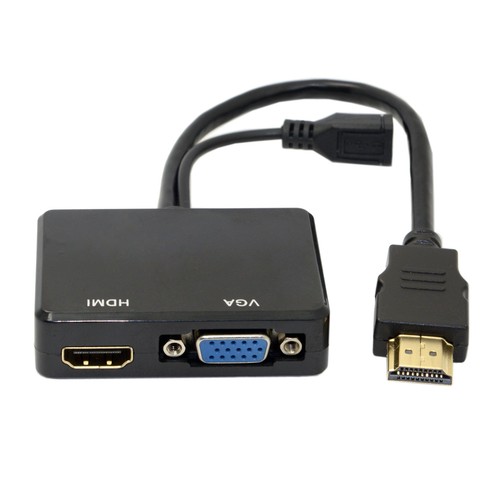 ️ Видео кабель, коннектор HDMI to VGA & HDMI Female Splitter with Audio ...