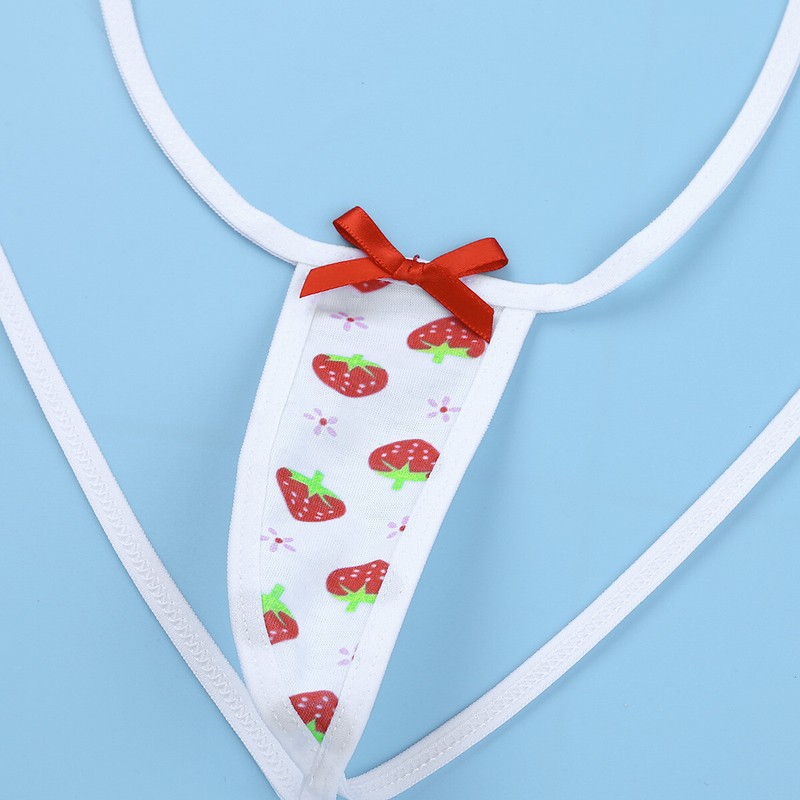 Women Self-tie Micro V-String Bikini Set Mini Thong Lingerie Adjustable ...