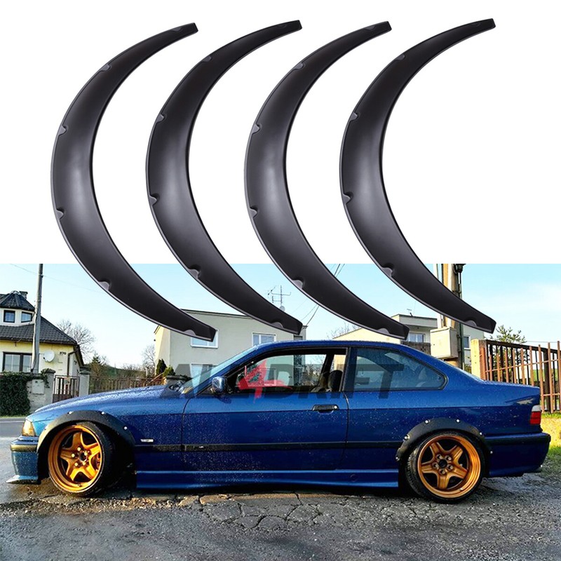 4PCS Black Fender Flares Extra Wide Wheel Arch Body Kit For 3 Series ...