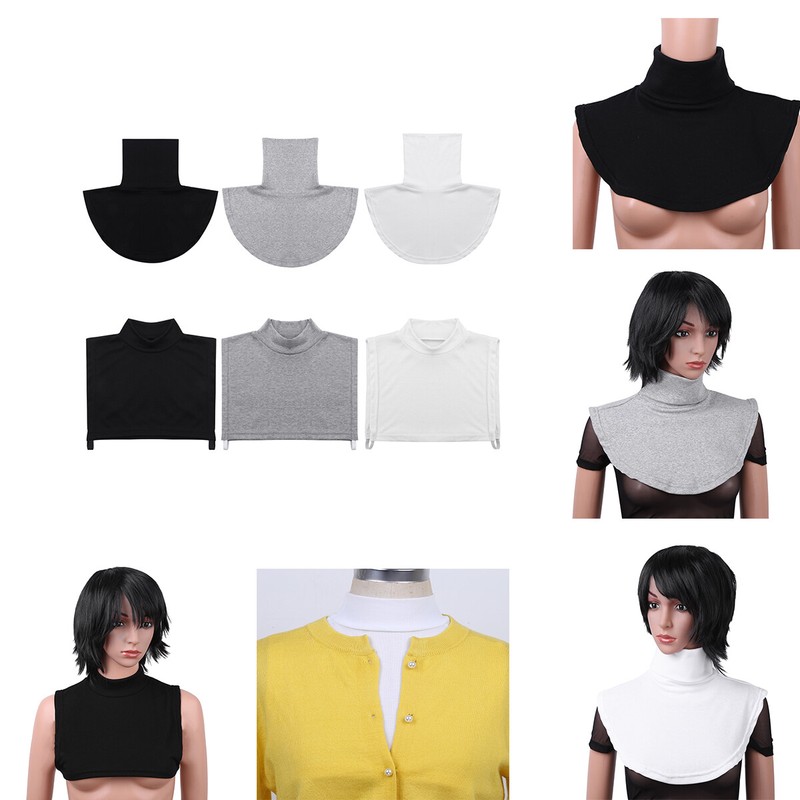 Women Cotton Fake Turtleneck Detachable Half Top Mock Blouse Neck ...