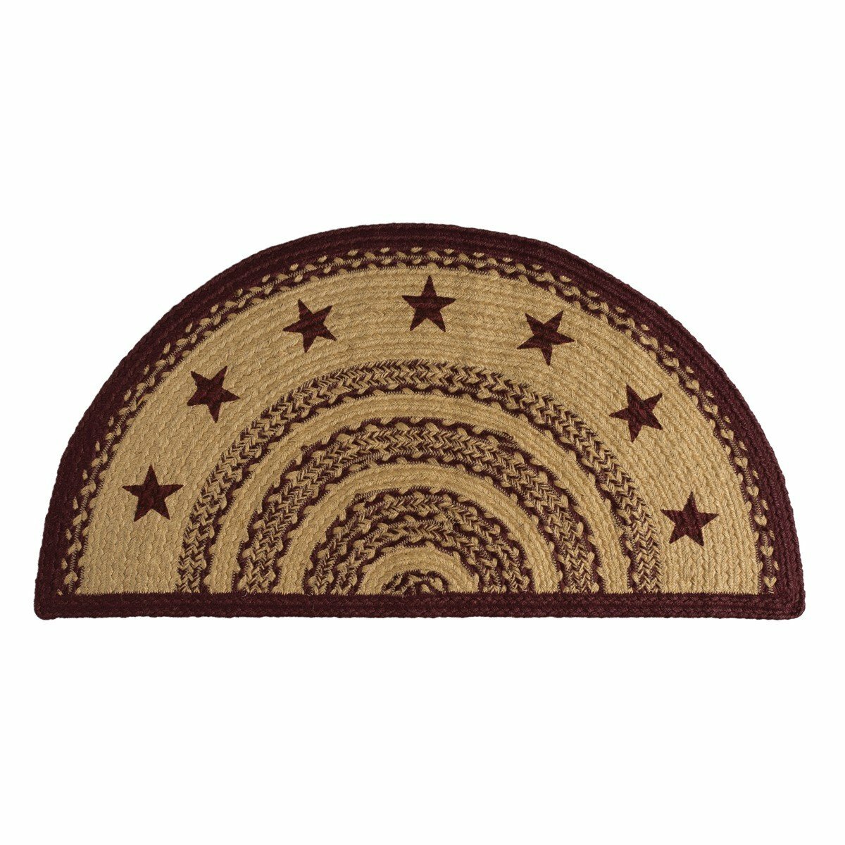 Burgundy Tan Jute Rug Half Circle Stencil Stars 16.5x33 for sale online ...