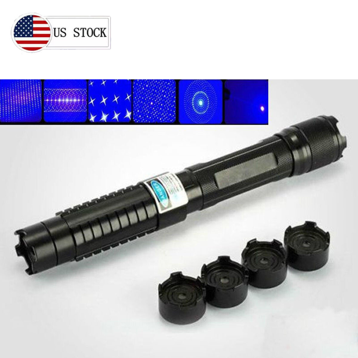 Blue Laser Pointer 450nm Adjustable Visible Beam Dot Light Battery ...