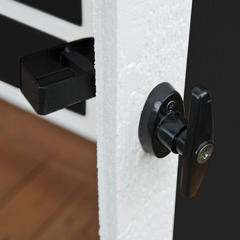 Shed Door Latch T-Handle Lock Kit with 4 Keys,Storage Barn Shed Door H ...
