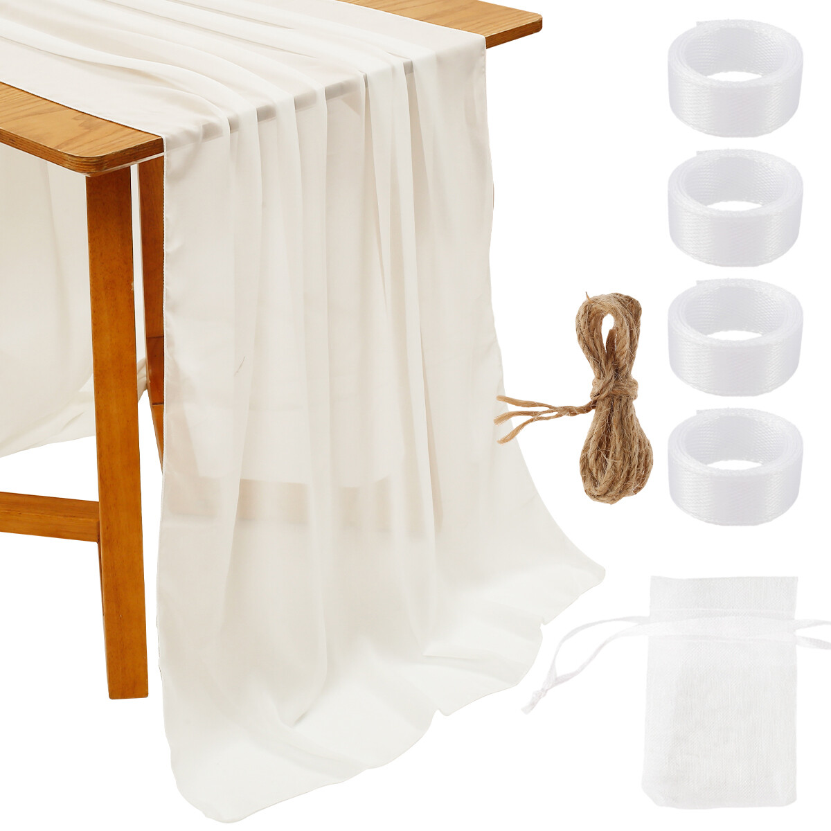 Table Runner 28 x 118 Inch Chiffon Plain Table Linen Romantic Table ...