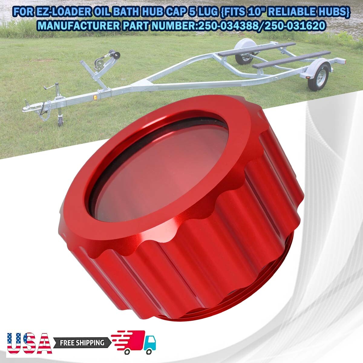 For EZ-LOADER Oil Bath Hub Cap with O-Ring Fit 10" 5 LUG Hubs & Drums ...