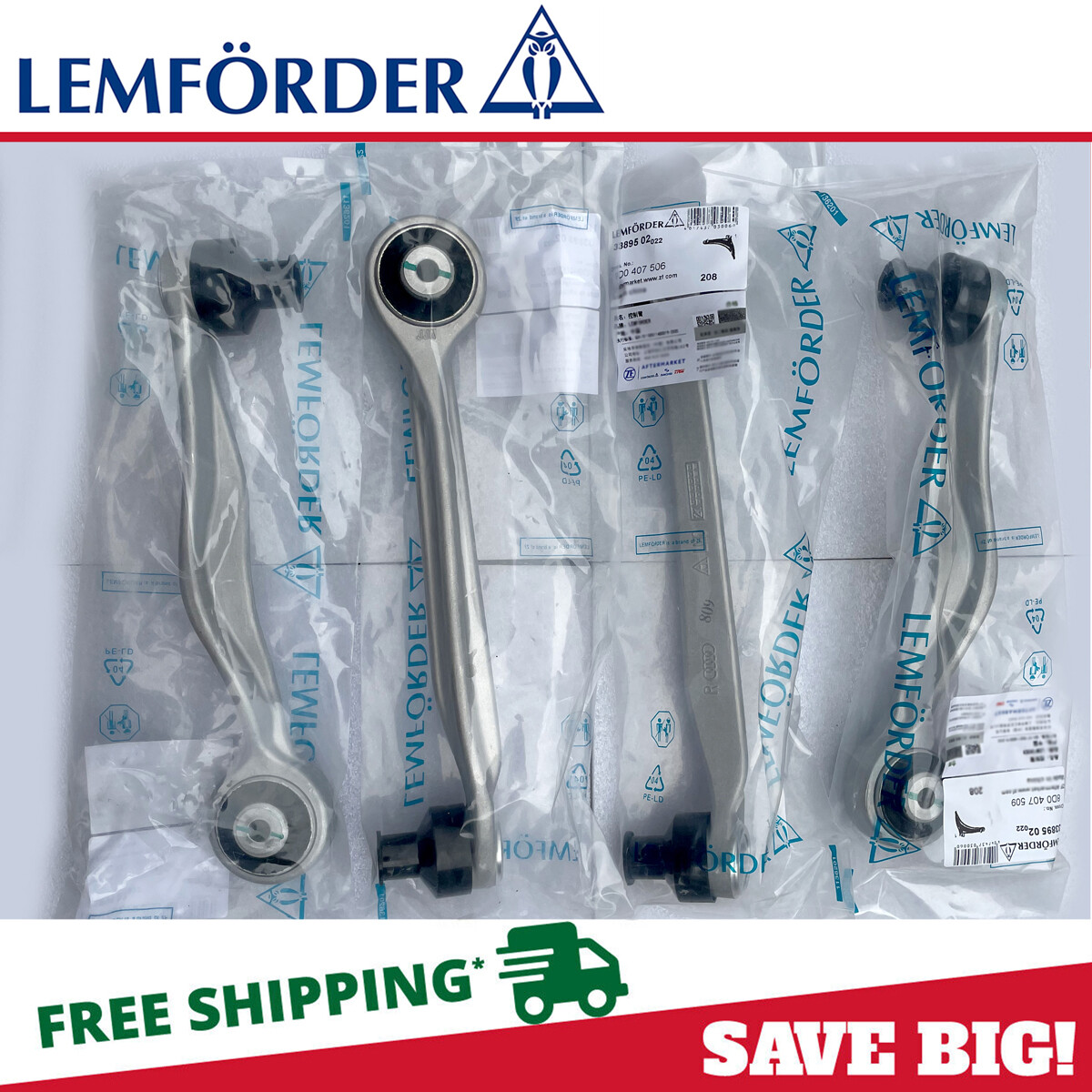 4X Lemforder Front Upper Control Arms With Ball Joint for Audi A4 S4 B5 ...