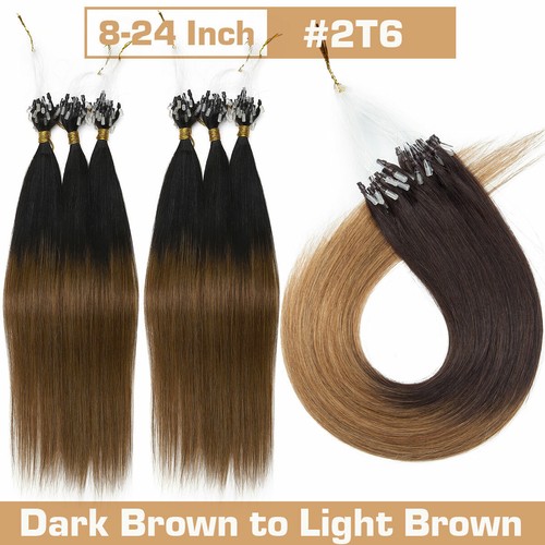 200s Micro Loop Remy Human Hair Extensions Ring Nano Beads Pre Bonded