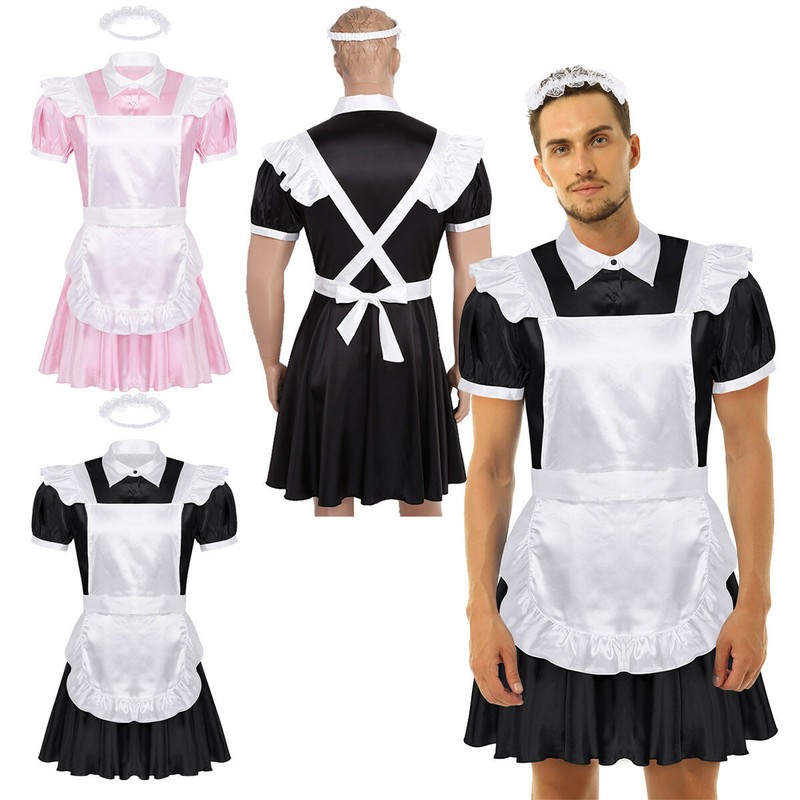 Men Adults Sissy Maid Cosplay Costume Outfit Crossdressing Dress Party