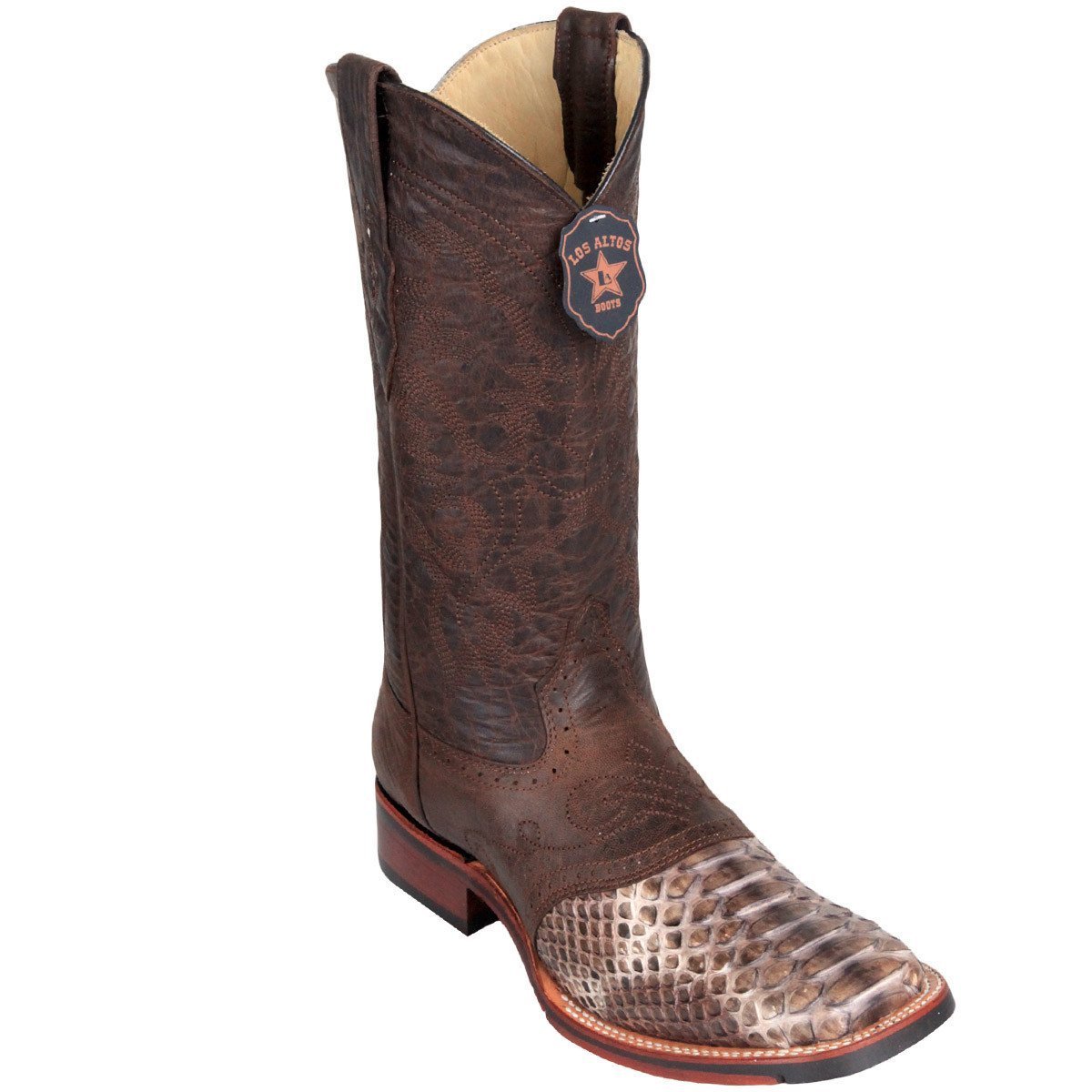 Pre-owned Los Altos Boots Los Altos Brown Python Square Toe Tpu Rubber ...