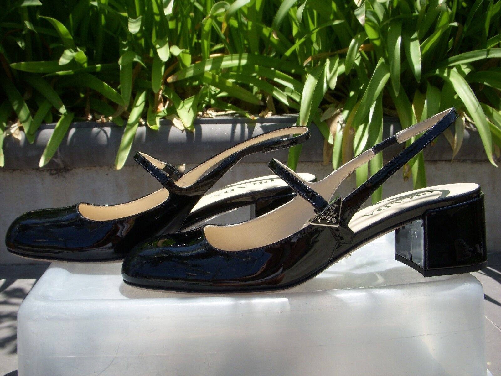 Prada MARY JANE Slingback Patent Leather Black Ital 37 1/2 Prada MARY JANE Slingback Patent Leather Black Ital 37 1/2