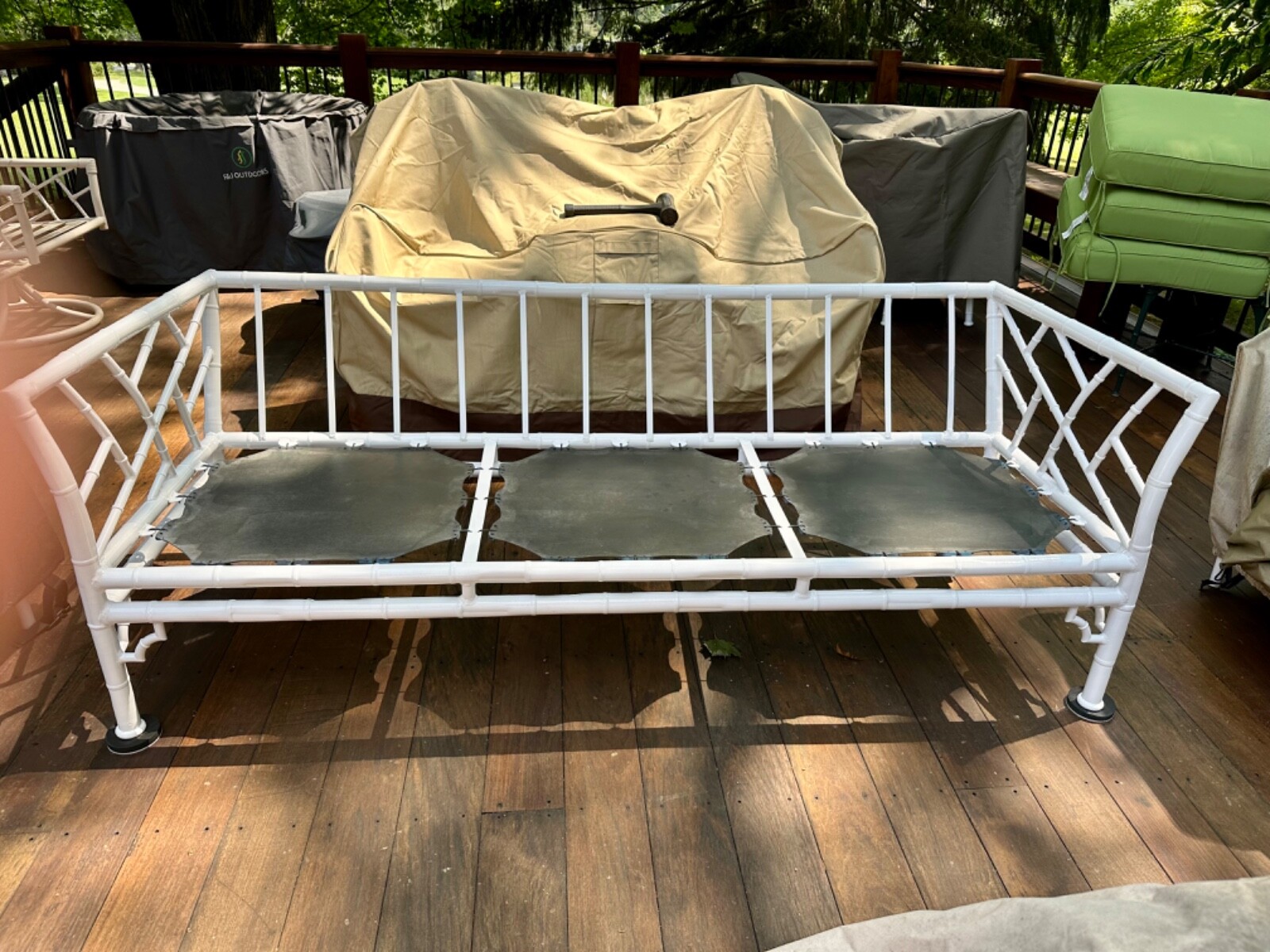 Meadowcraft Vintage Cast Aluminum Faux Bamboo patio sofa