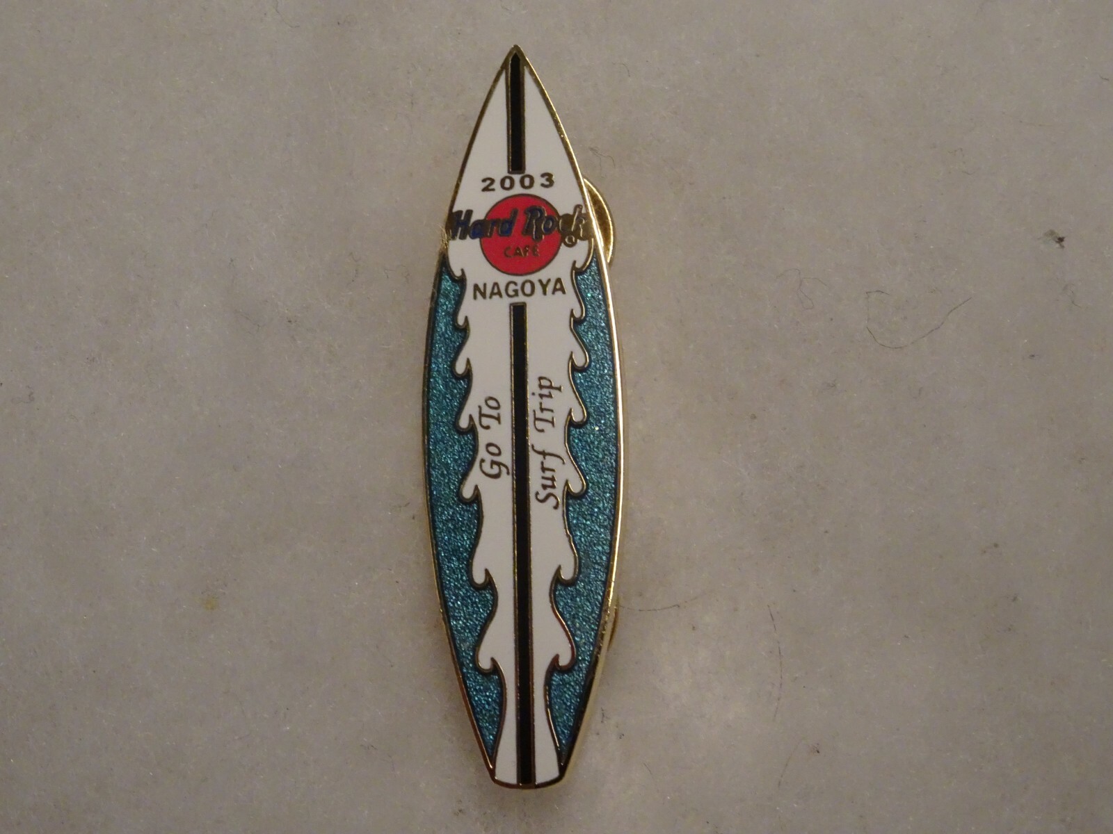 Hard Rock Cafe pin Nagoya 2003 Aqua Blue and White Surfboard Hard Rock Cafe pin Nagoya 2003 Aqua Blue and White Surfboard