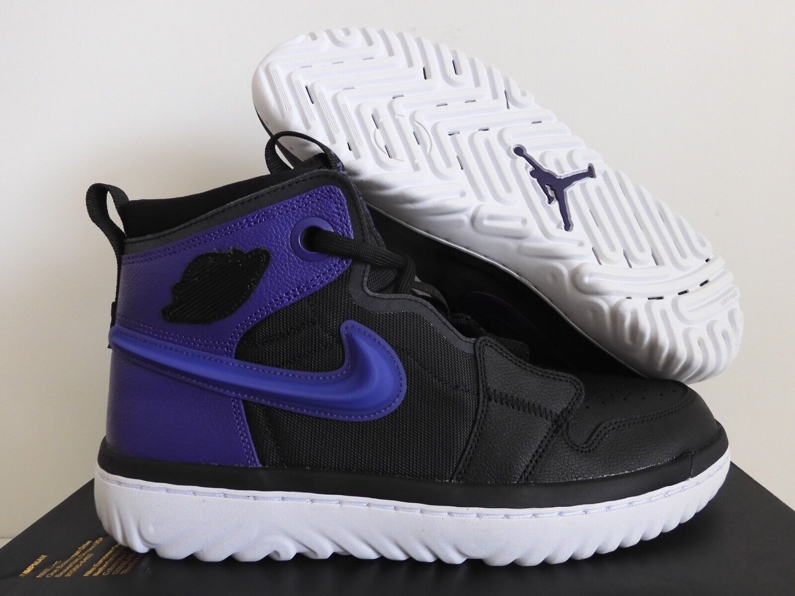 NIKE AIR JORDAN 1 HIGH REACT JORDAN 1 RETRO BLACK-PURPLE SZ NIKE AIR JORDAN 1 HIGH REACT JORDAN 1 RETRO BLACK-PURPLE SZ