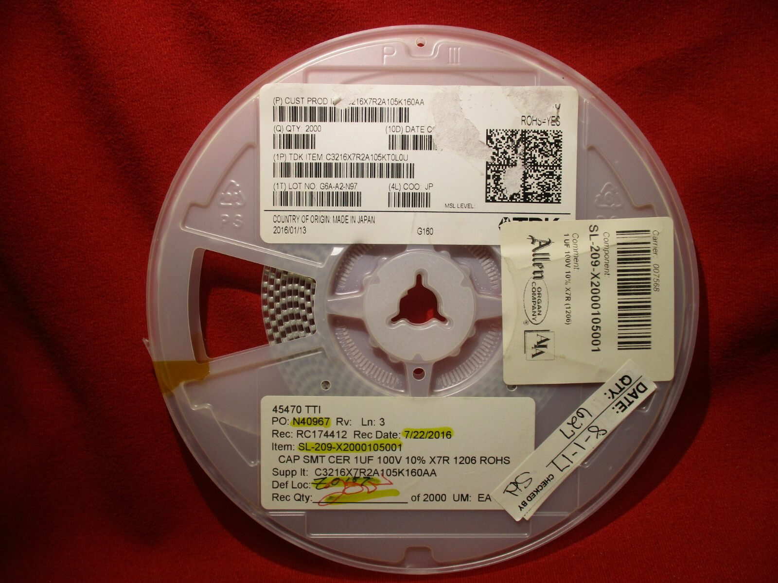 C3216X7R2A105K160AA TDK MLCC SMD/SMT 1206 100V 1uF X7R 10% Reel of 600 +/-のeBay公認海外通販｜セカイモン