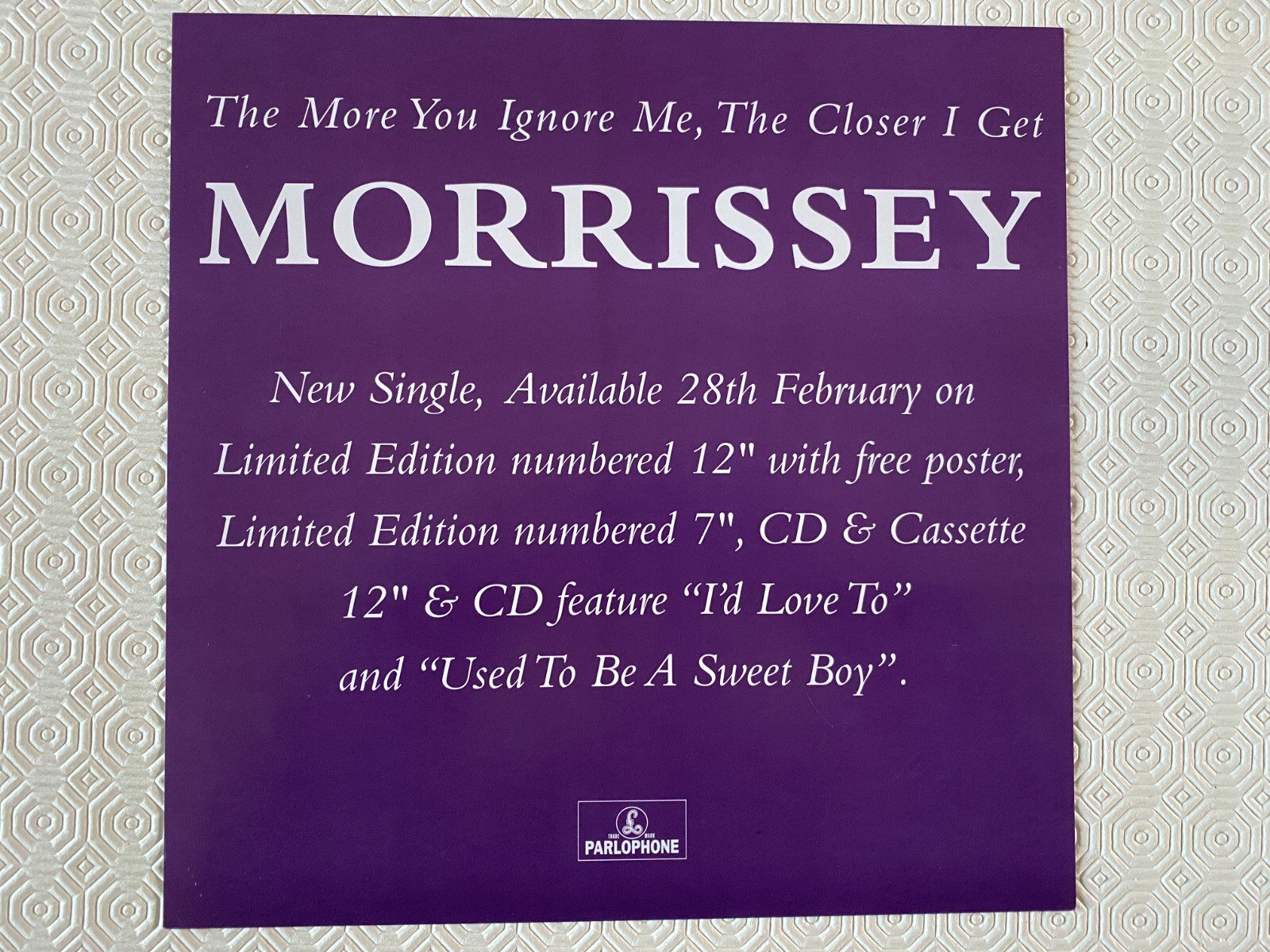 MORRISSEY THE MORE YOU IGNORE ME ... 12" CARD PROMO OF SINGLE "MINT"のeBay公認海外通販｜セカイモン