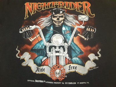 VTG 80s 3D Emblem Easyriders Night Rider Skull Biker T Shirt VTG 80s 3D Emblem Easyriders Night Rider Skull Biker T Shirt