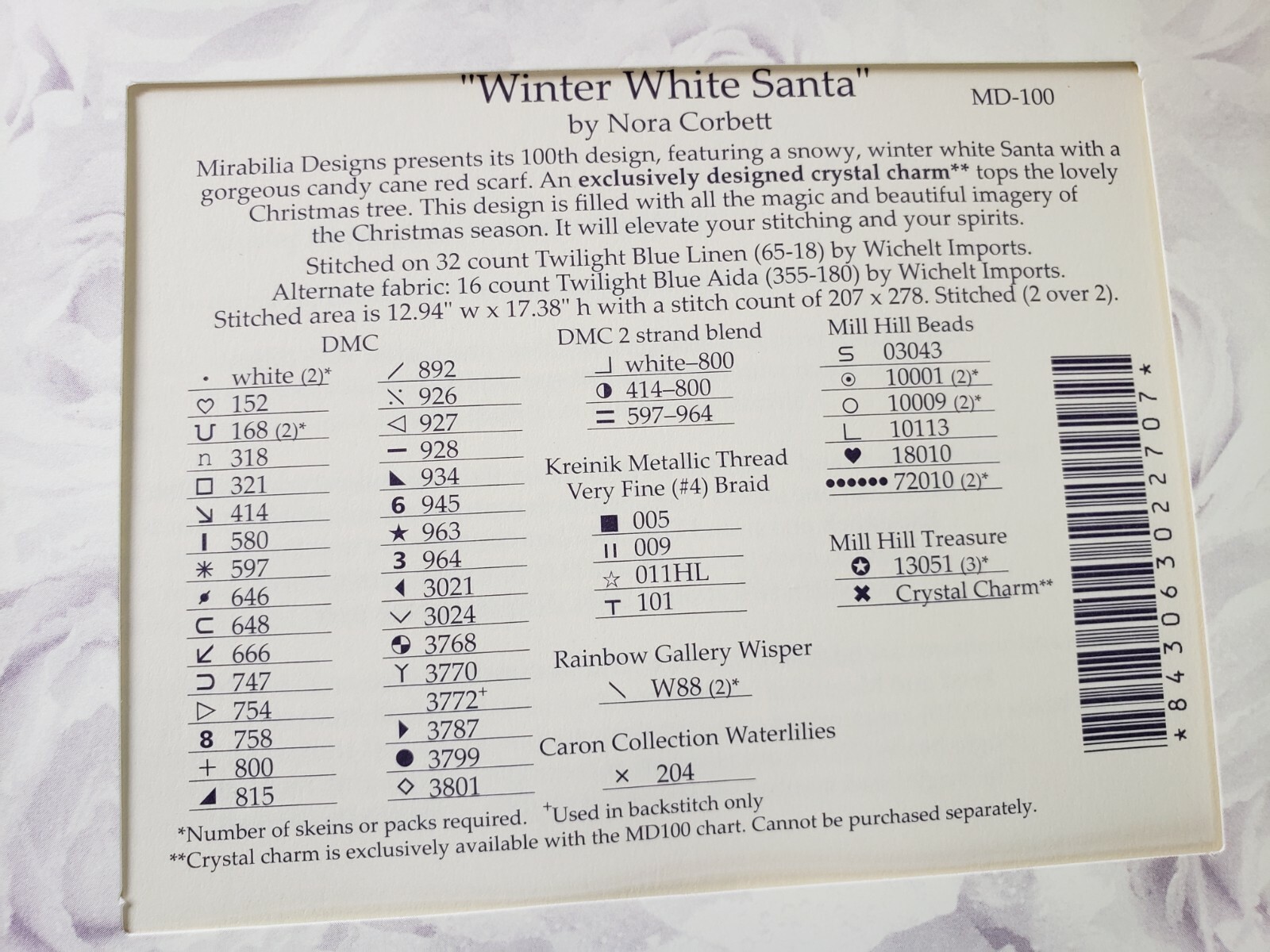 Pattern By Mirabilia | Winter White Santa Christmas Cross Stitch