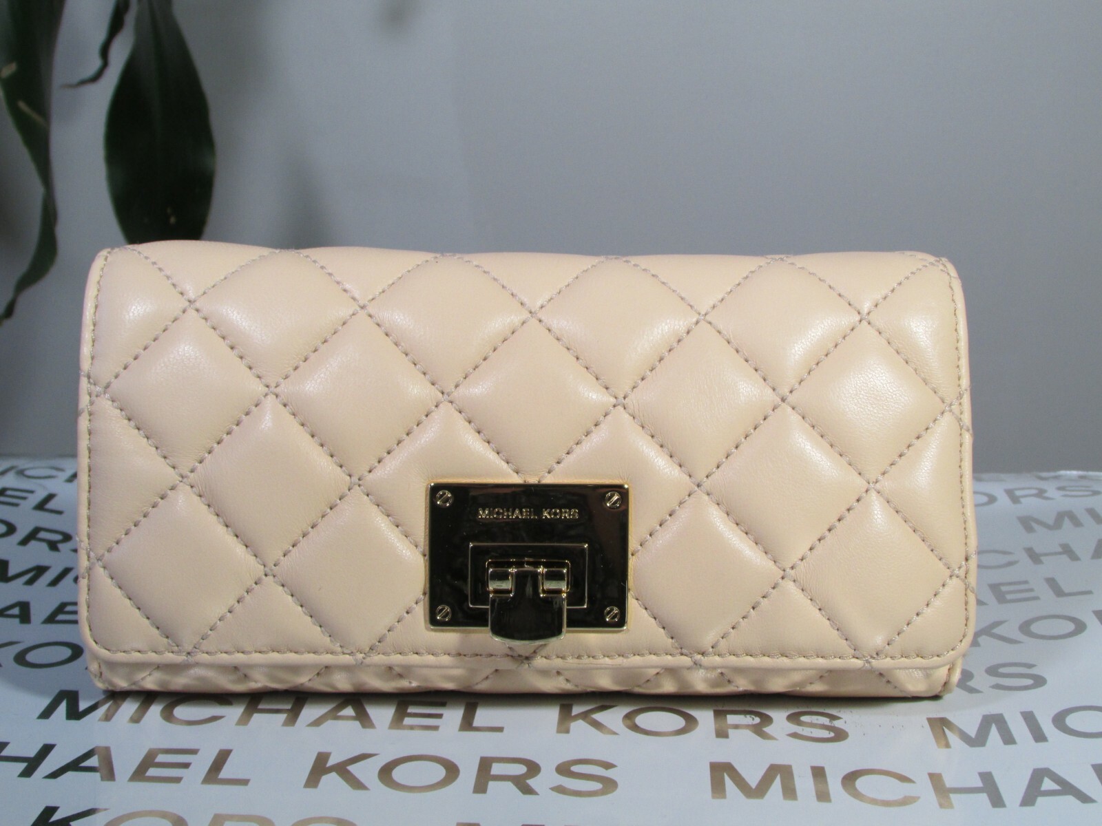 NWT Michael Kors Astrid Quilted Leather Carryall Clutch Wallet Nude eBay