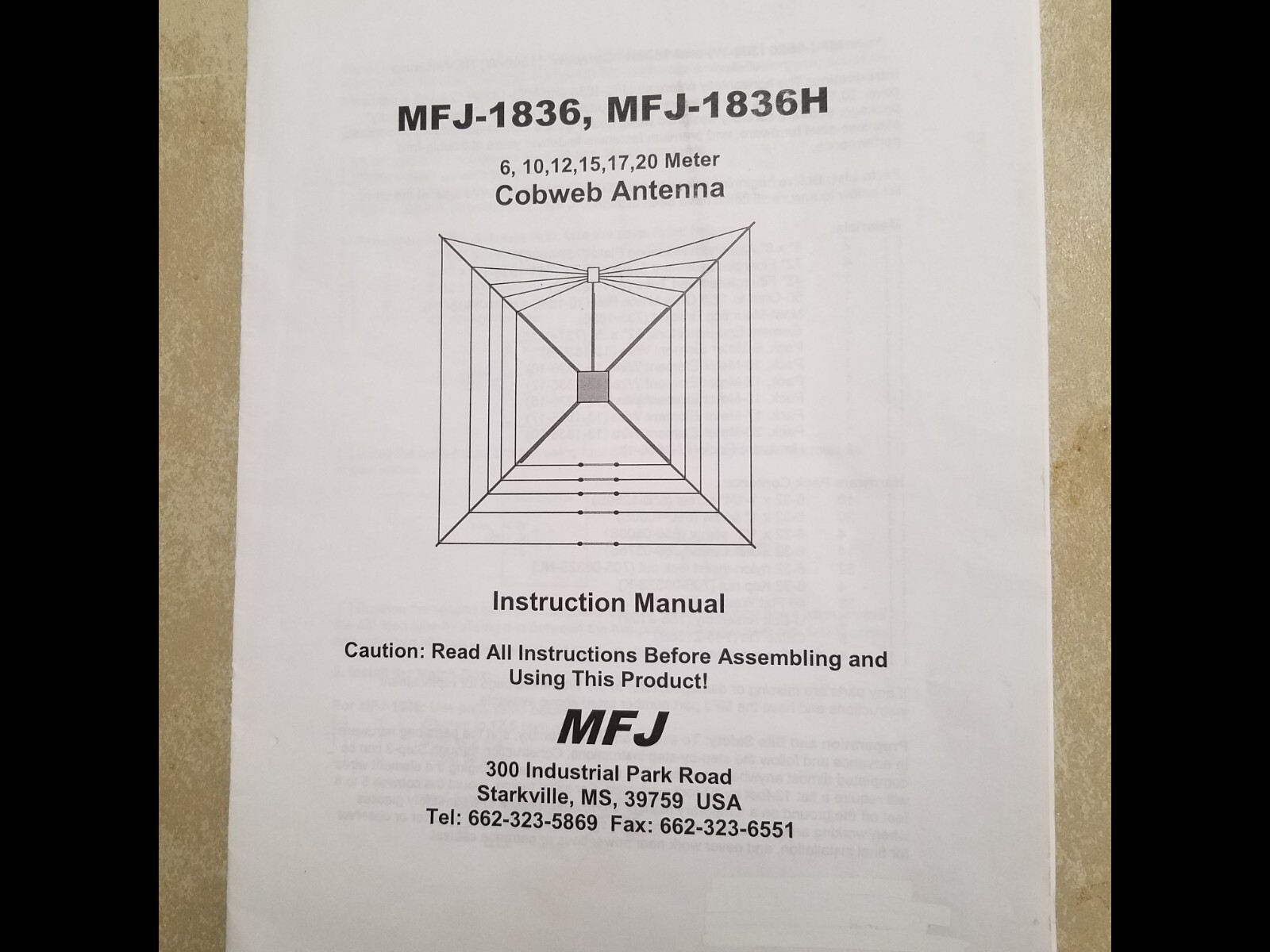 MFJ-1836H 20-6 METERS 1.5KW COBWEB ANTENNAのeBay公認海外通販｜セカイモン