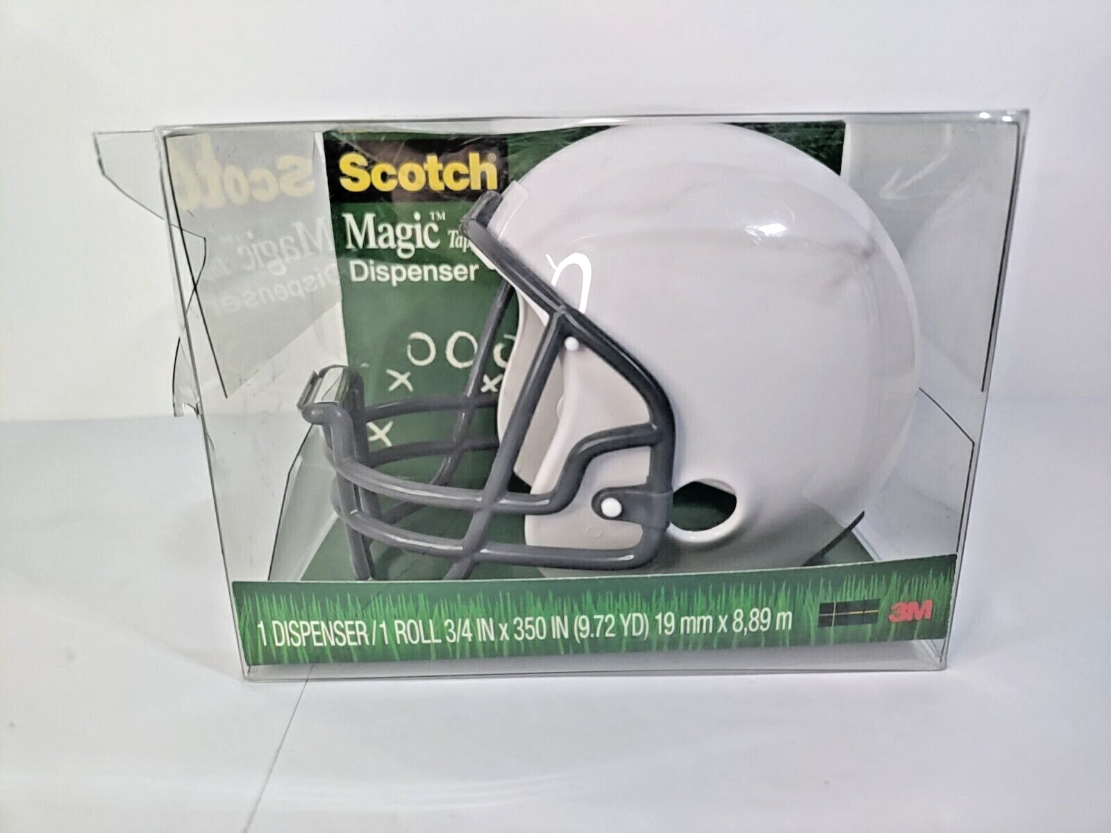SCOTCH MAGIC TAPE DISPENSER WHITE W GREY FACE GUARD FOOTBALL HELMET ripped case eBay