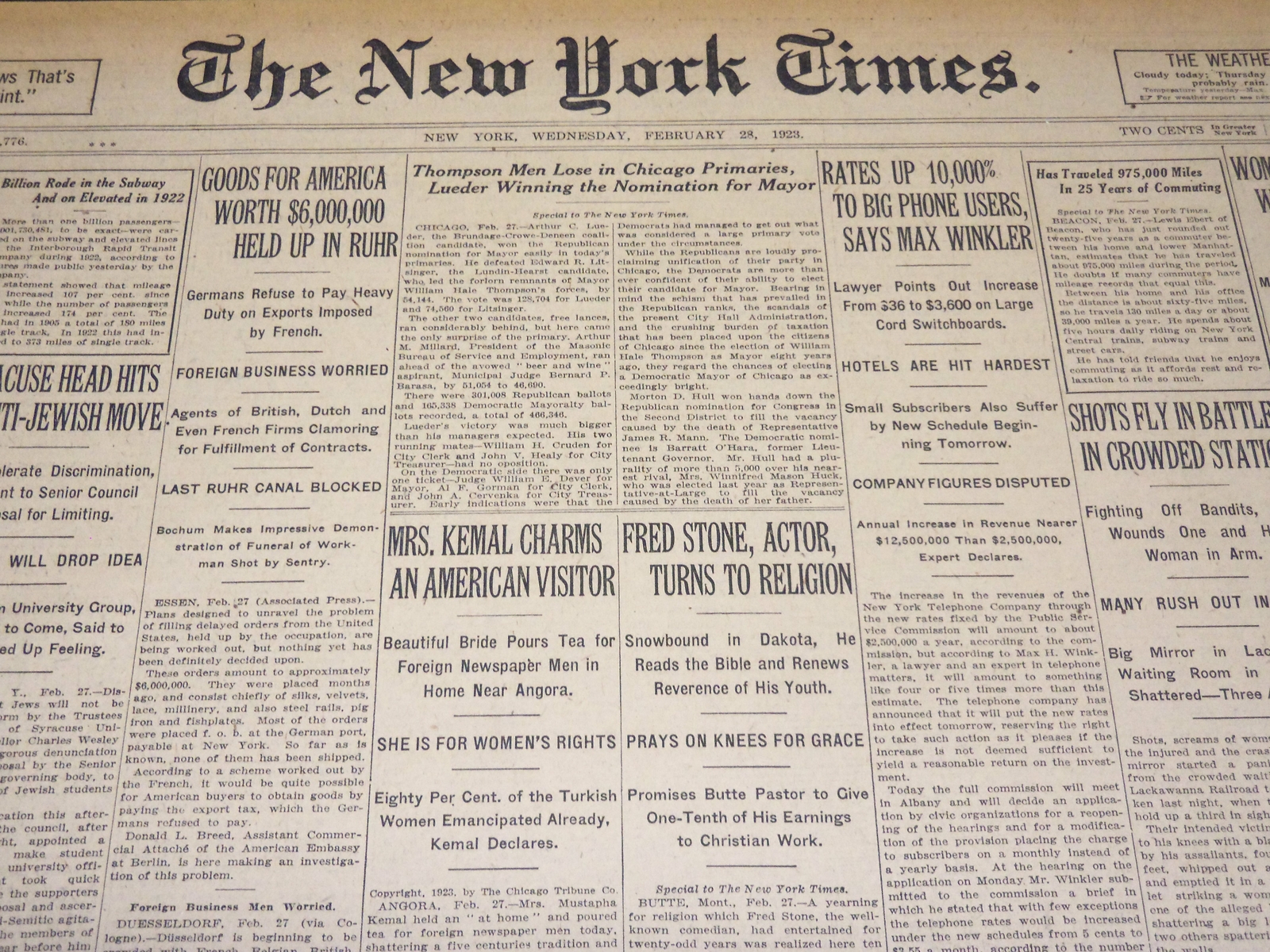 Купить 1900-39 1923 february 28 new york times - fred stone actor turns ...