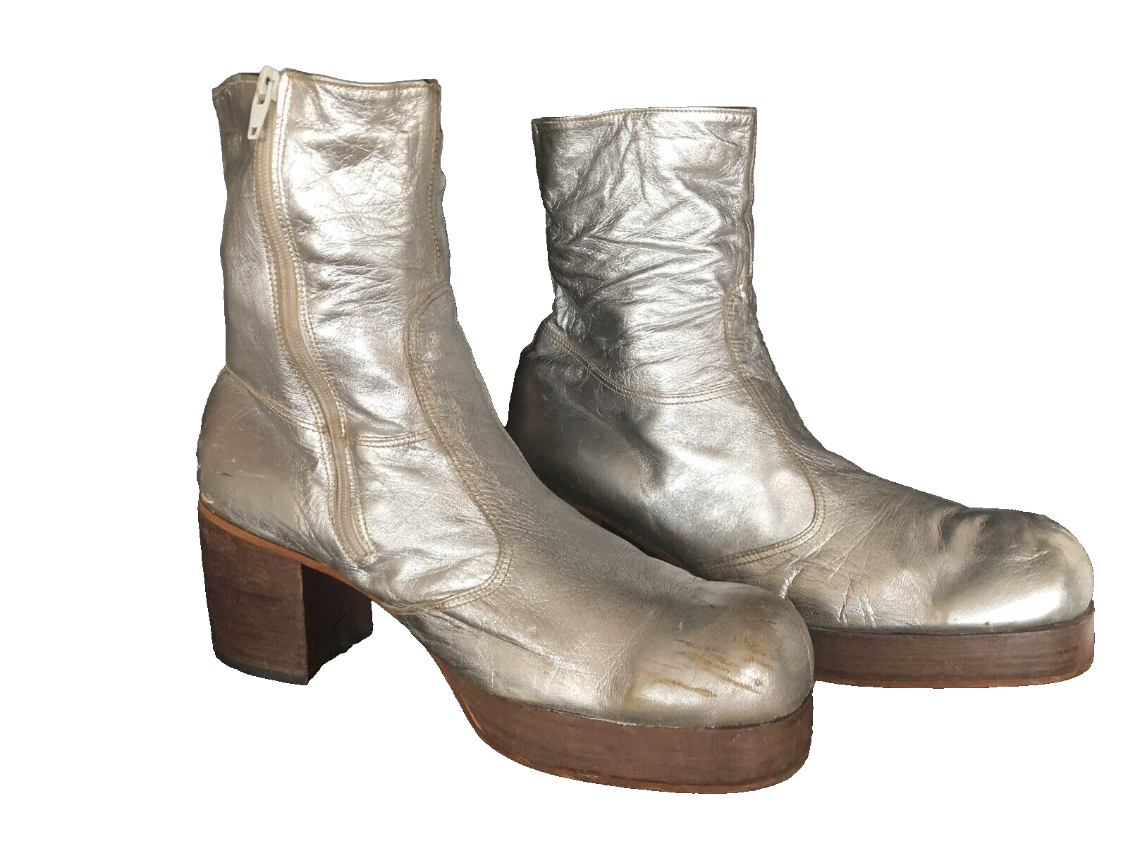 Vintage Antonio Fluxa Silver Leather Platform Disco Boots Vintage Antonio Fluxa Silver Leather Platform Disco Boots