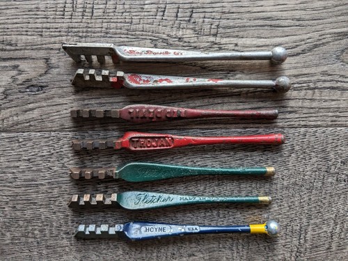 7 Vintage Glass Cutter Tools w. Tapping Ball FLETCHER RED DEVIL TROJAN HOYNE eBay