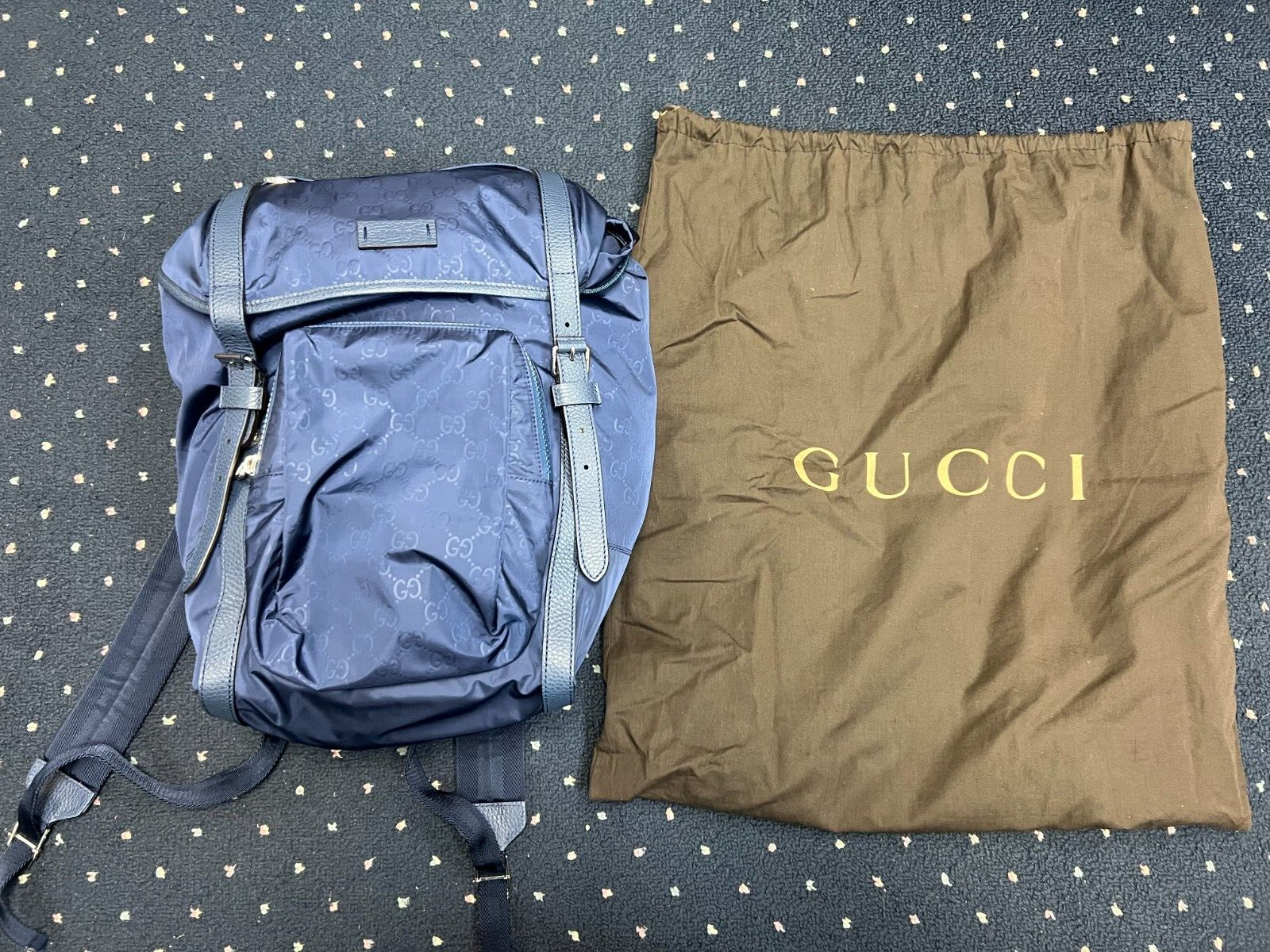 Gucci Large Blue Nylon GG Backpack Travel Backpack - 510336 Gucci Large Blue Nylon GG Backpack Travel Backpack - 510336