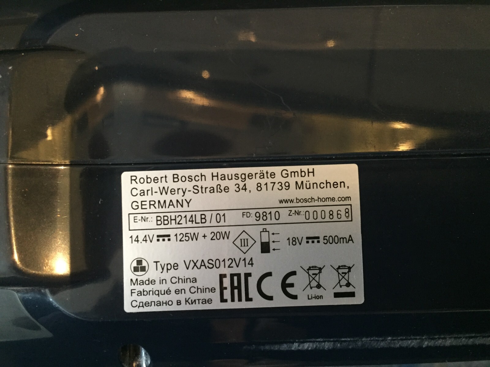 Bosch Staubsauger VXAS012V14, BBH214LB Ersatzteile (256756029493 ...