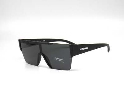 Pre-owned Burberry 4291 346487 Matte Black Gray Shield Sunglasses | ModeSens