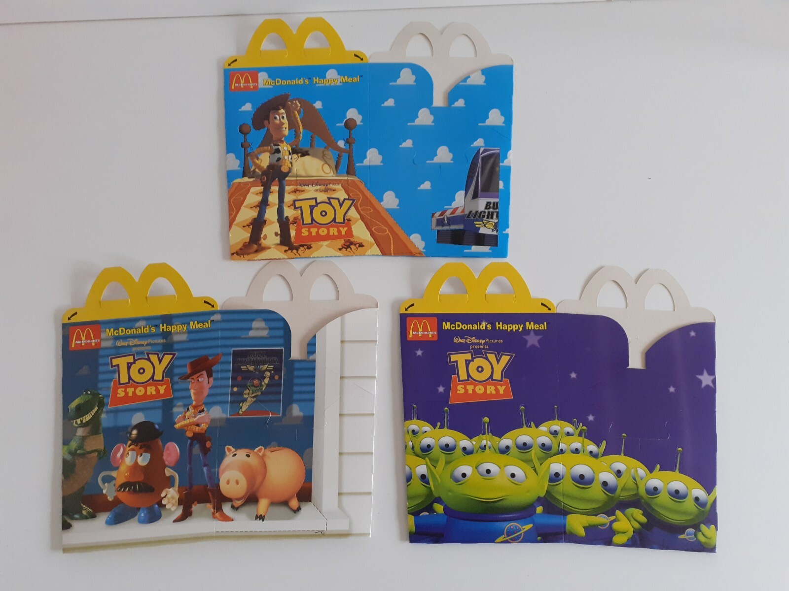 3 RARE ORIGINAL McDONALDS TOY STORY 1995 HAPPY MEAL UNUSED BOX