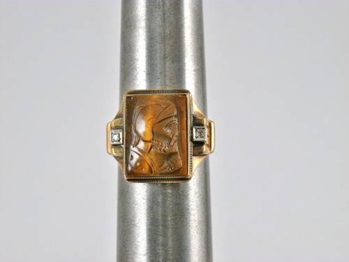 Used TomWood Womens May Ring Tiger Eye with Diamonds US 6 EU Used TomWood Womens May Ring Tiger Eye with Diamonds US 6 EU