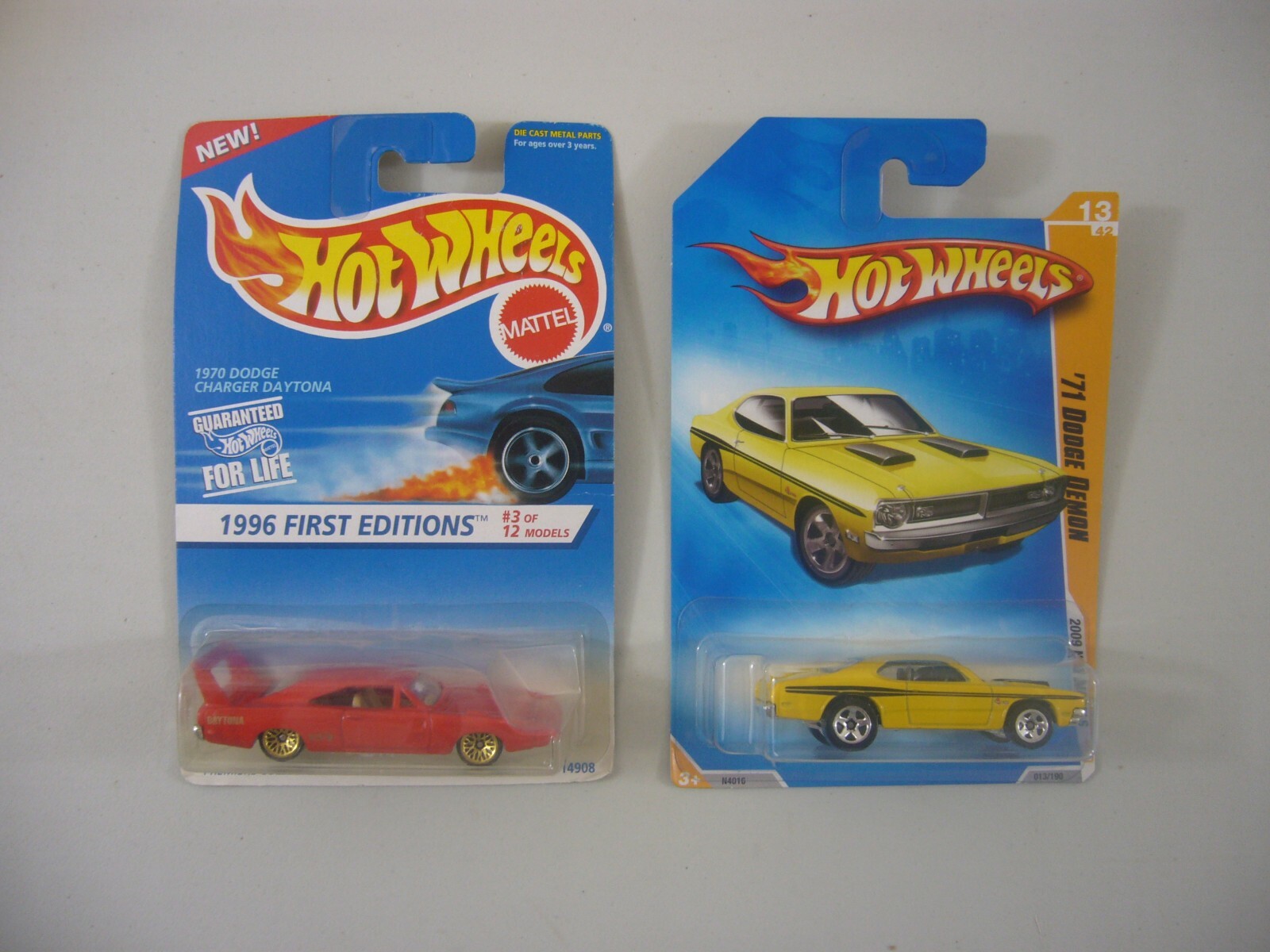 LOT OF 2 HOT WHEELS 1996 3 1970 DODGE CHARGER DAYTONA 2009 13 71 DODGE DE eBay