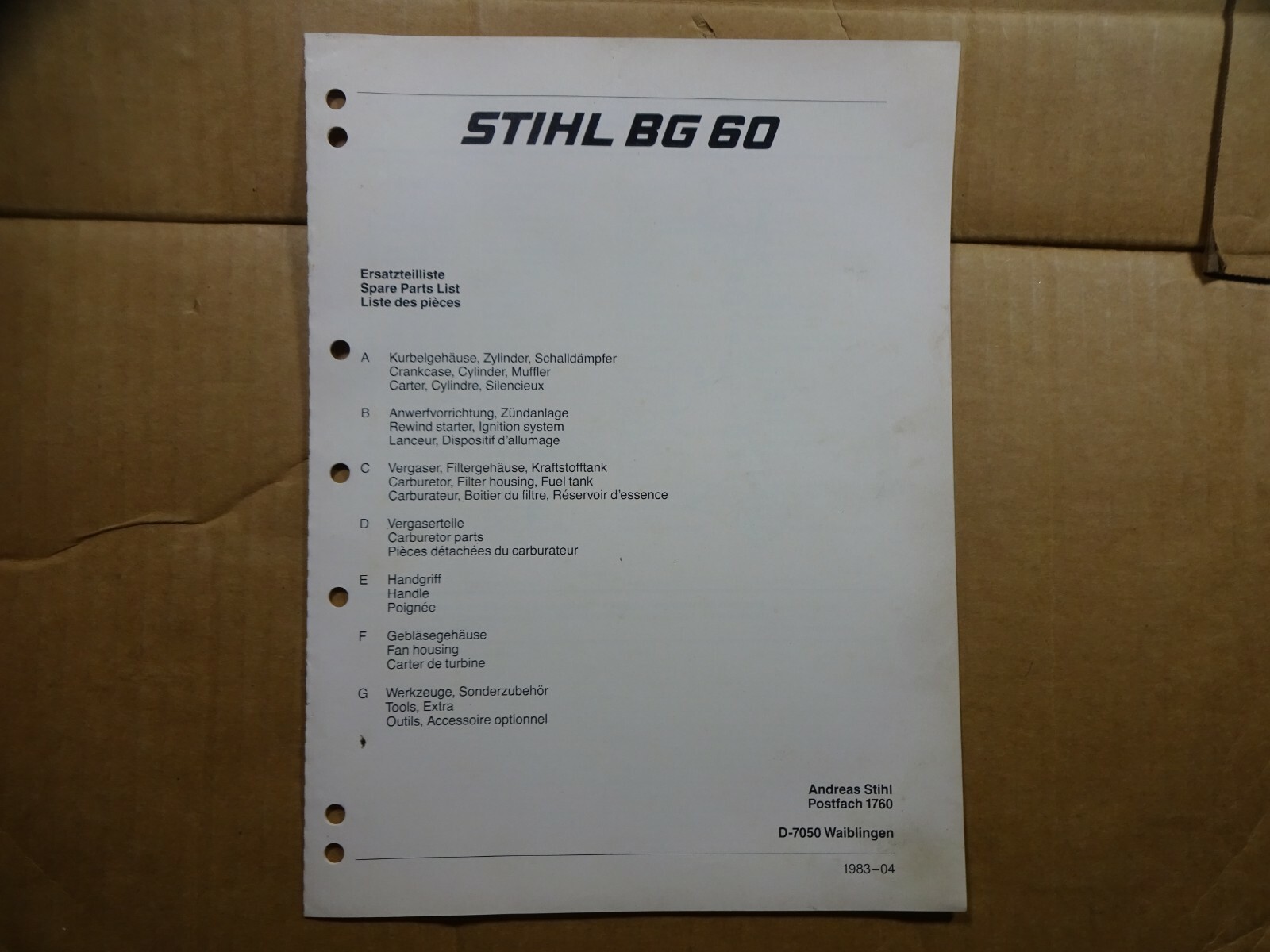 Parts Catalog List | Stihl Bg 60 Leaf Blower