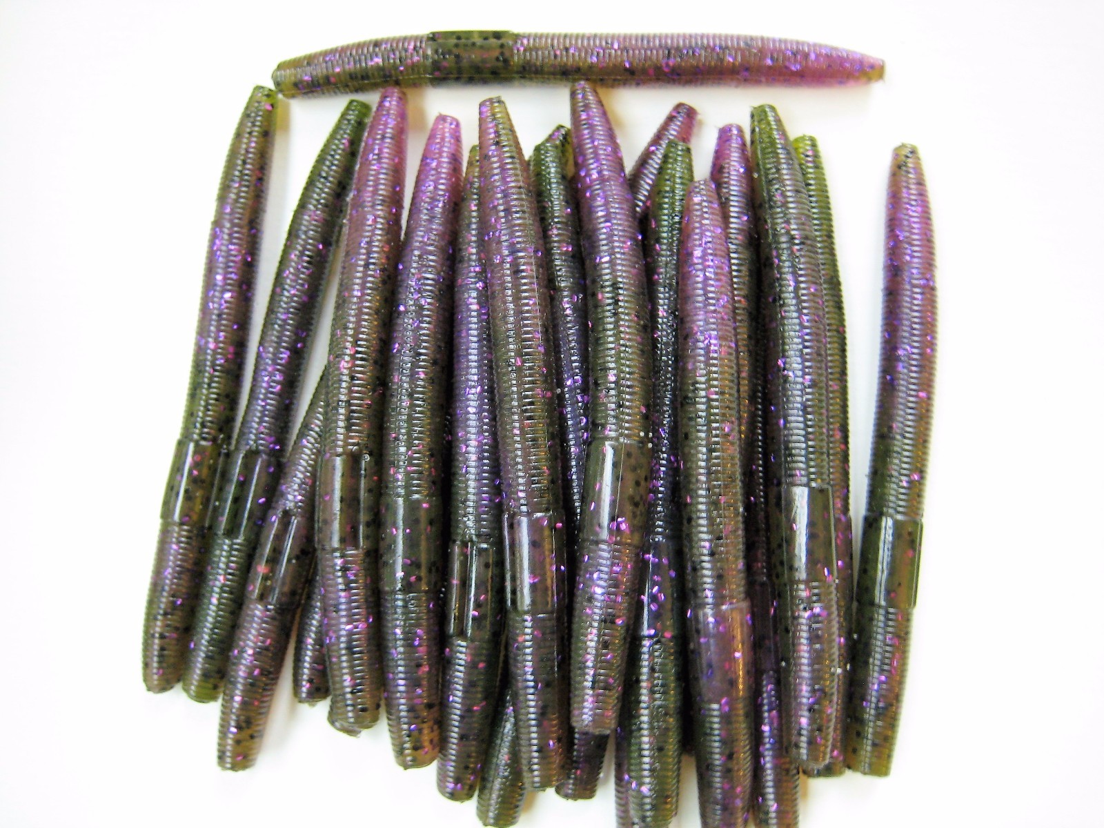 100 Pk 4 Senko Style Watermelon Purple Flake Swirl Soft Plastic Worms Scent Ebay